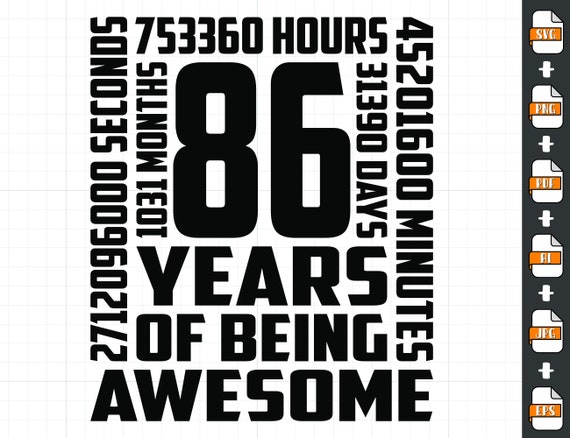 86th Birthday SVG PNG 86 Years Old SVG Instant Download - Etsy