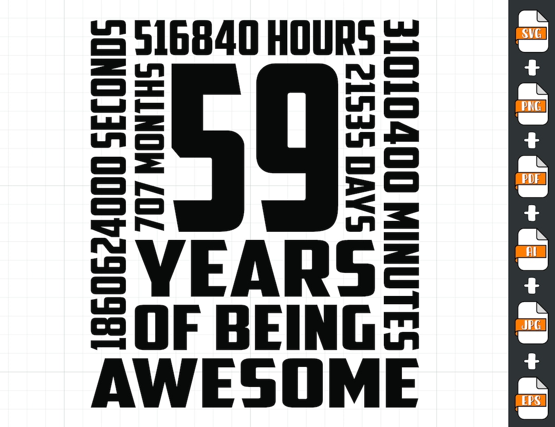 59th Birthday SVG PNG 59 Years Old SVG Instant Download - Etsy