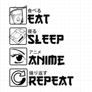 Eat Sleep Anime Repeat SVG Anime SVG PNG Instant Download - Etsy