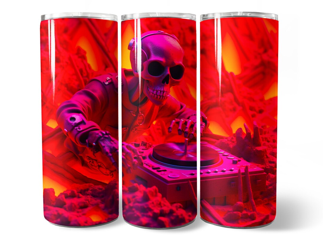 3D Music Tumbler Wrap PNG Design, 3D DJ Sublimation Wrap, 20 Oz Skinny ...