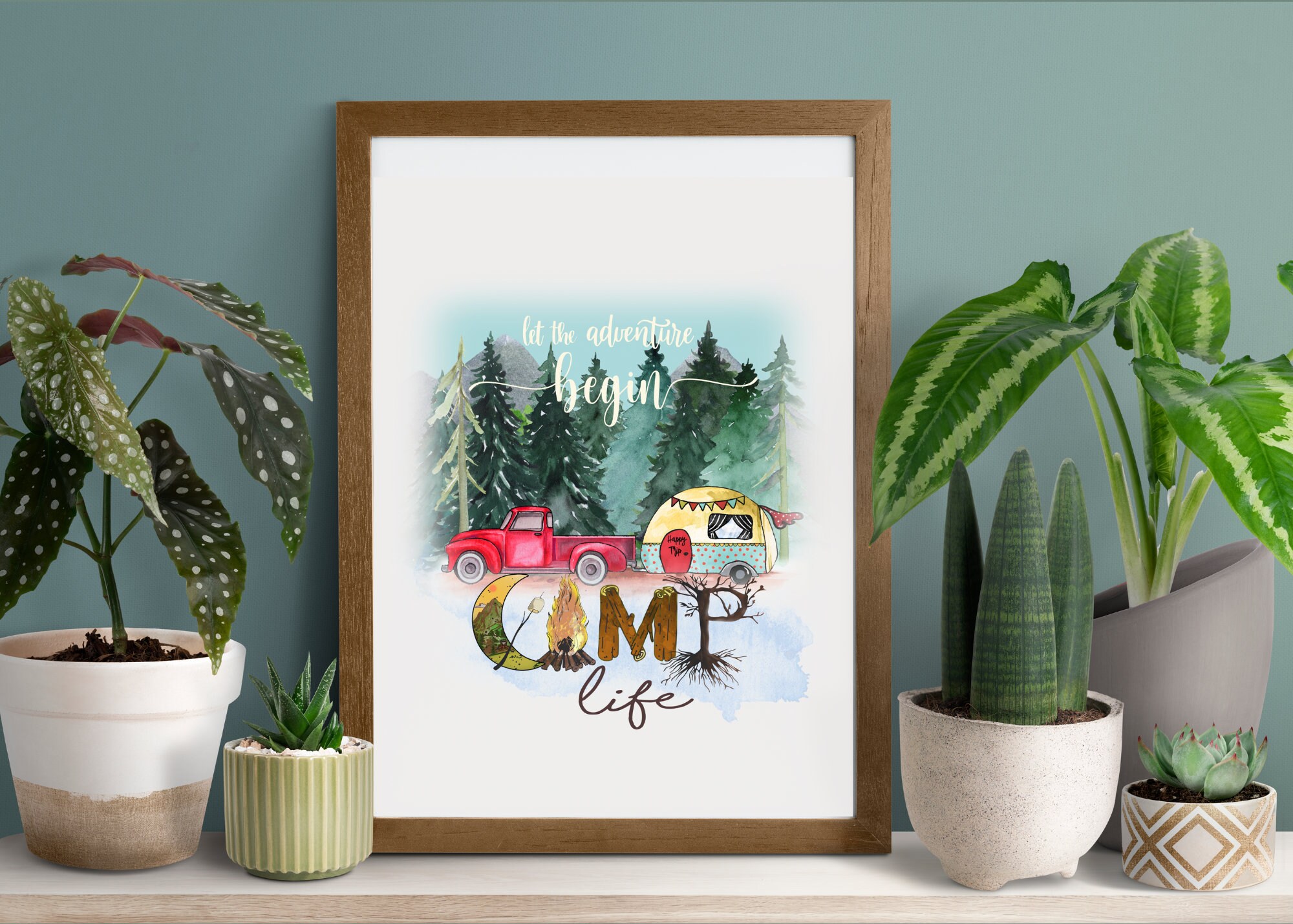 Printable Camp Art Prints, 6 Camp Prints, Camping Illustrations, Wall ...