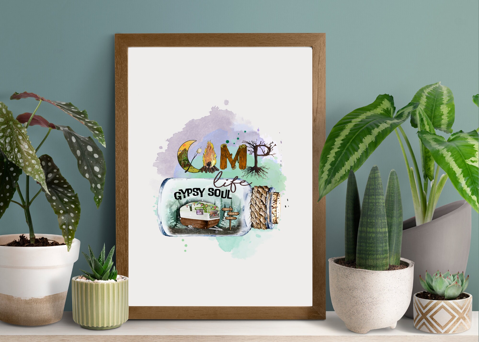 Printable Camp Art Prints, 6 Camp Prints, Camping Illustrations, Wall ...