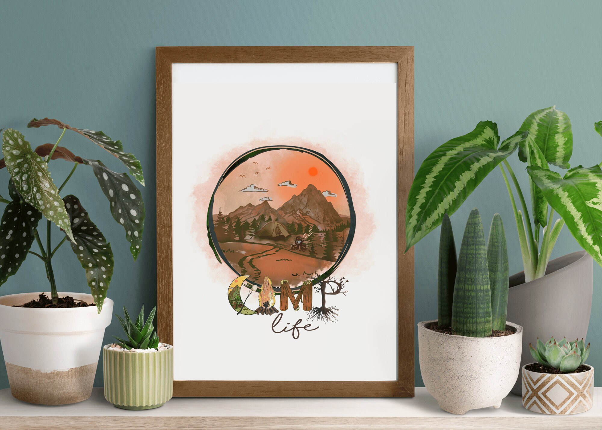 Printable Camp Art Prints, 6 Camp Prints, Camping Illustrations, Wall ...