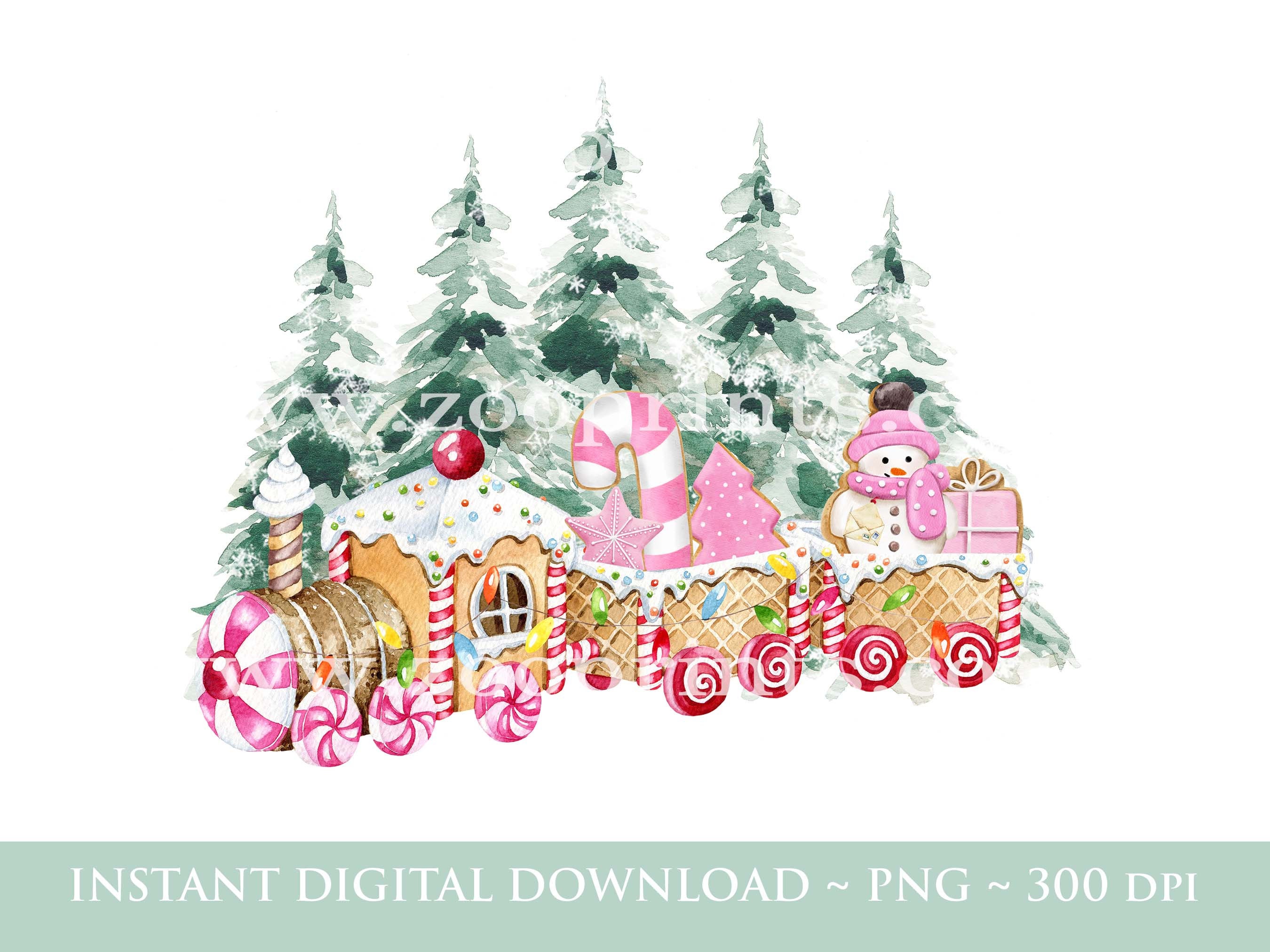 Pink Christmas Cookie Train PNG, Christmas Clip Art, Candy Cane Train ...