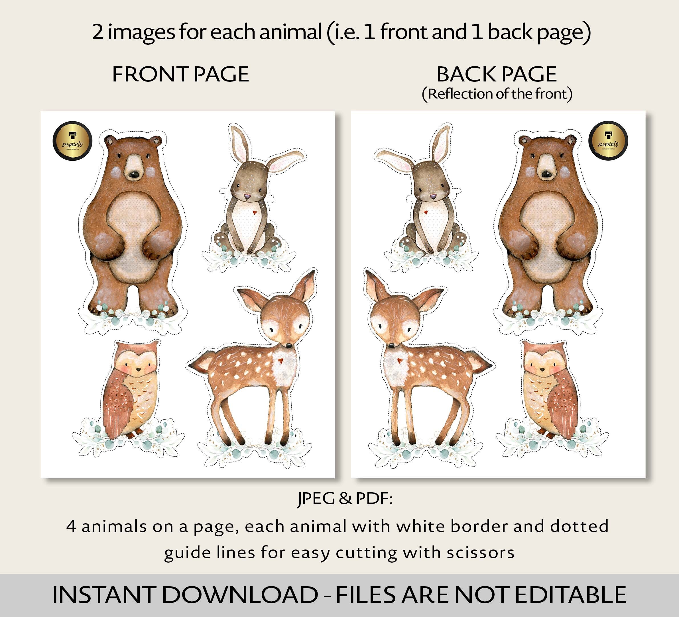 PRINTABLE Woodland Animals Centerpieces Woodland Cutouts Woodland Cake ...