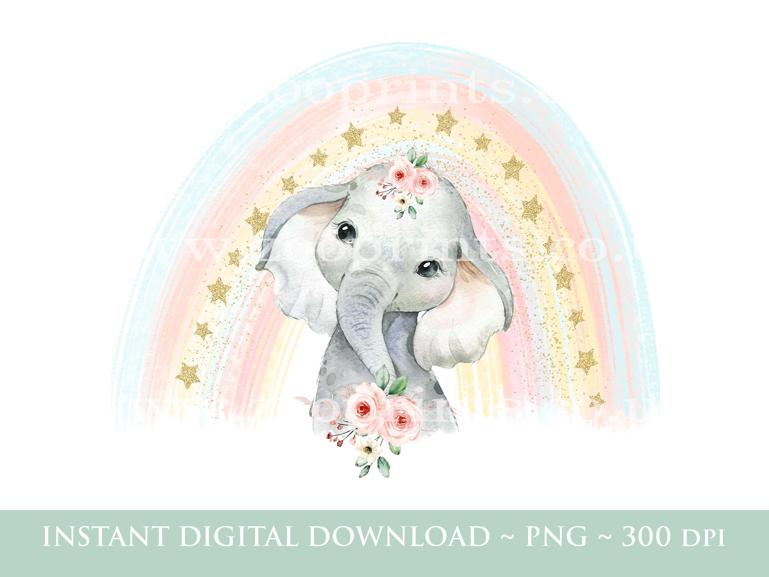 Pink Pastel Rainbow & Elephant PNG Cute Elephant Clipart - Etsy