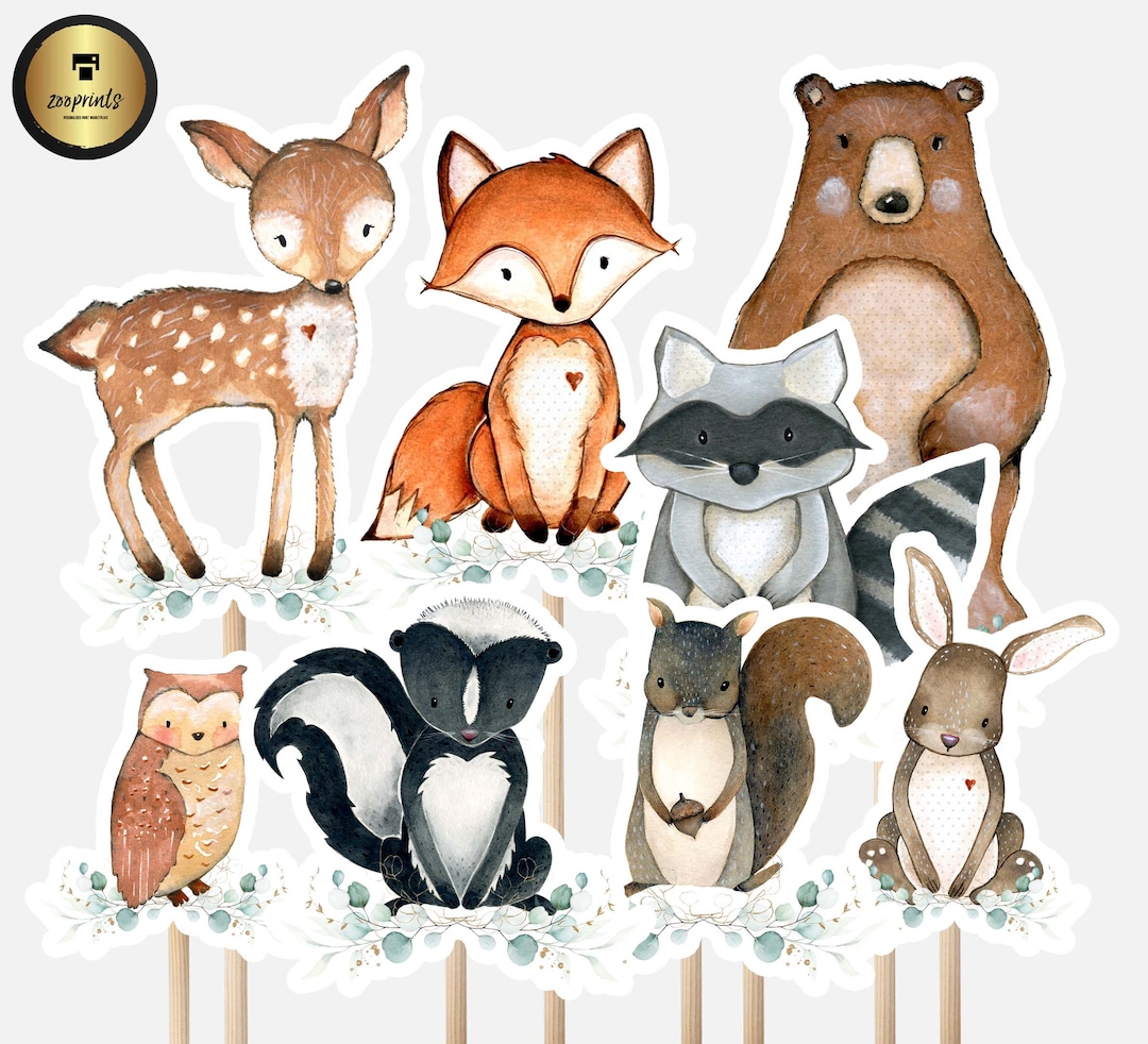 PRINTABLE Woodland Animals Centerpieces Woodland Cutouts Woodland Cake ...