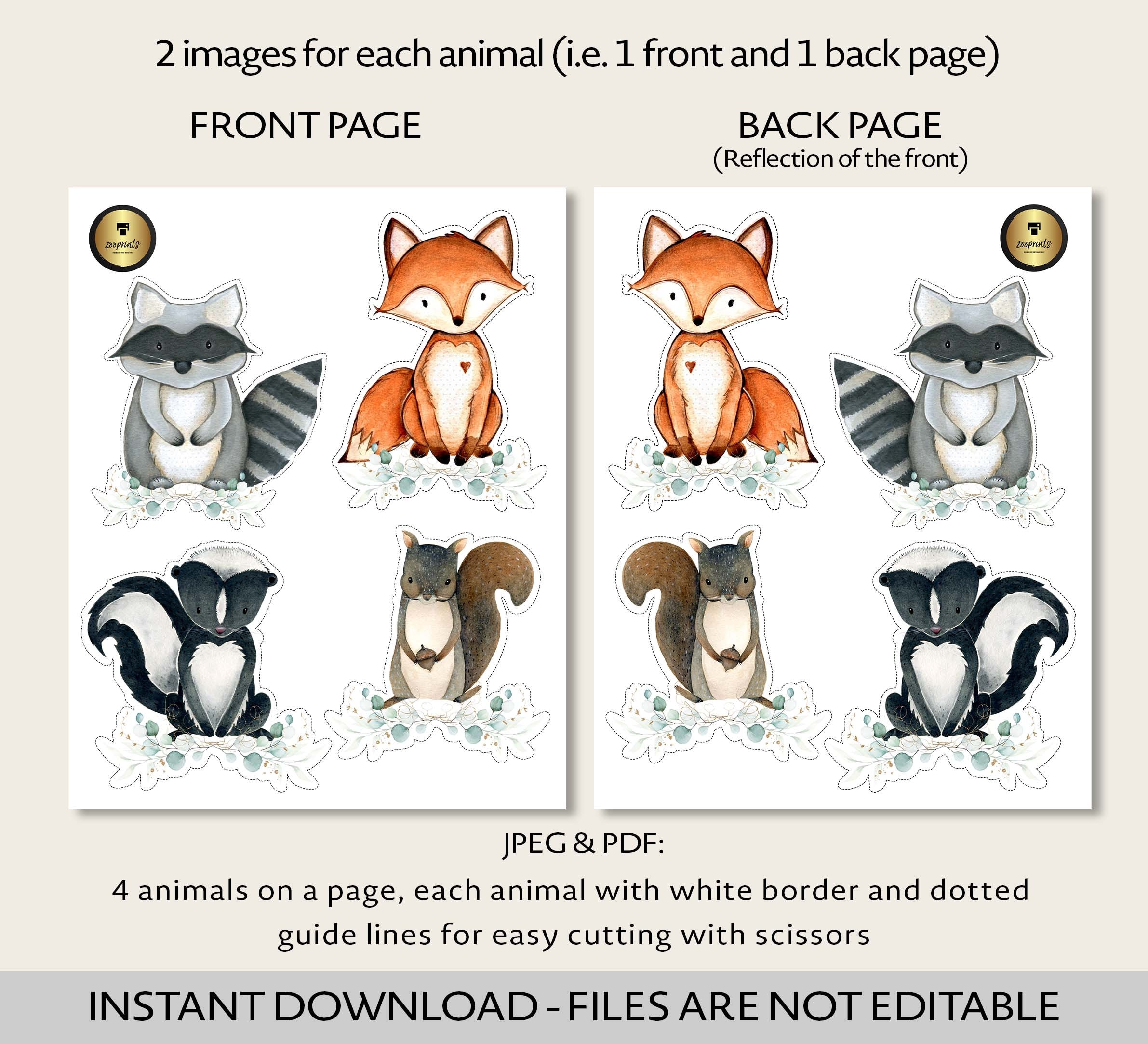 PRINTABLE Woodland Animals Centerpieces Woodland Cutouts Woodland Cake ...