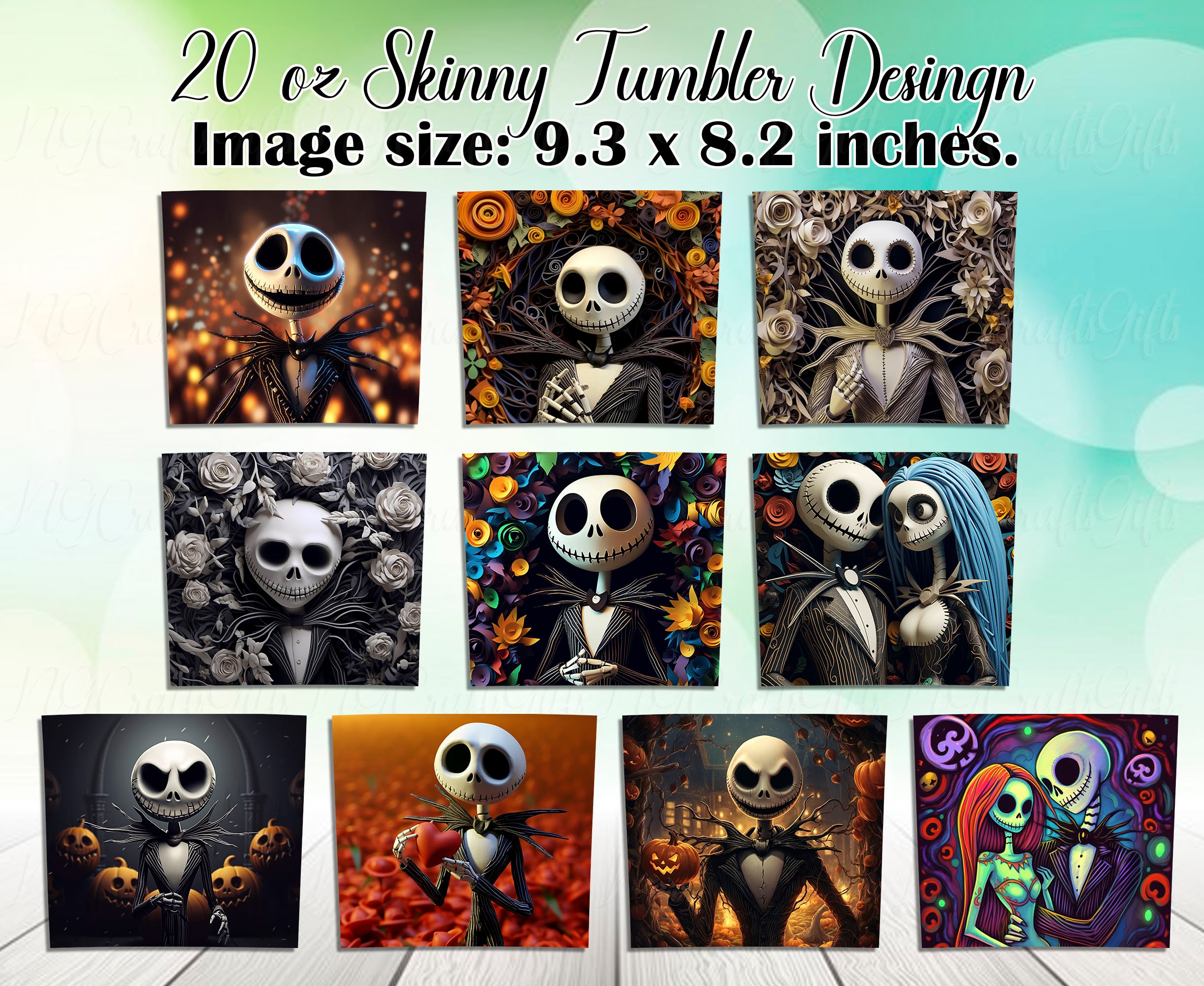 10 3D Halloween Movie Tumbler Wrap Png, Horror Skeleton Character 20 Oz ...