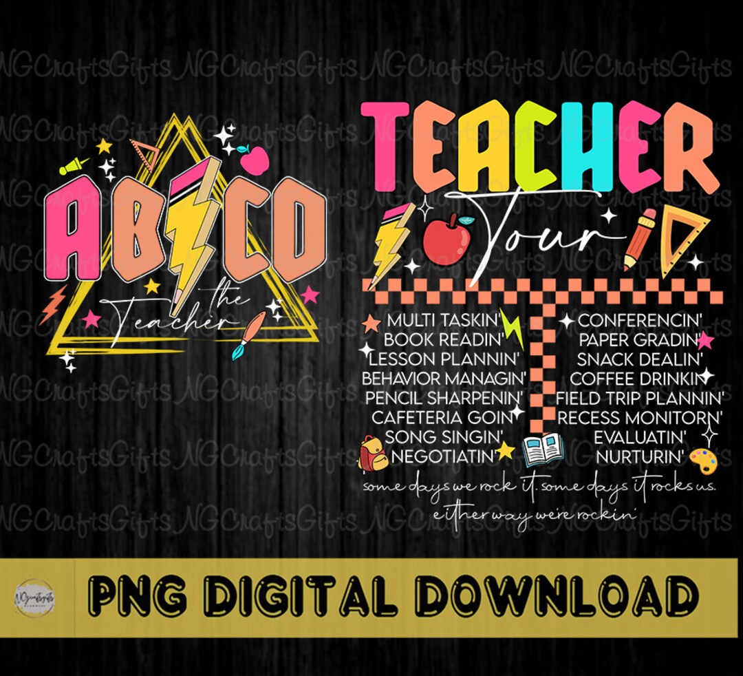 ABCD Teacher Tour Png, Retro Teacher Png, Back to School Png Digital ...