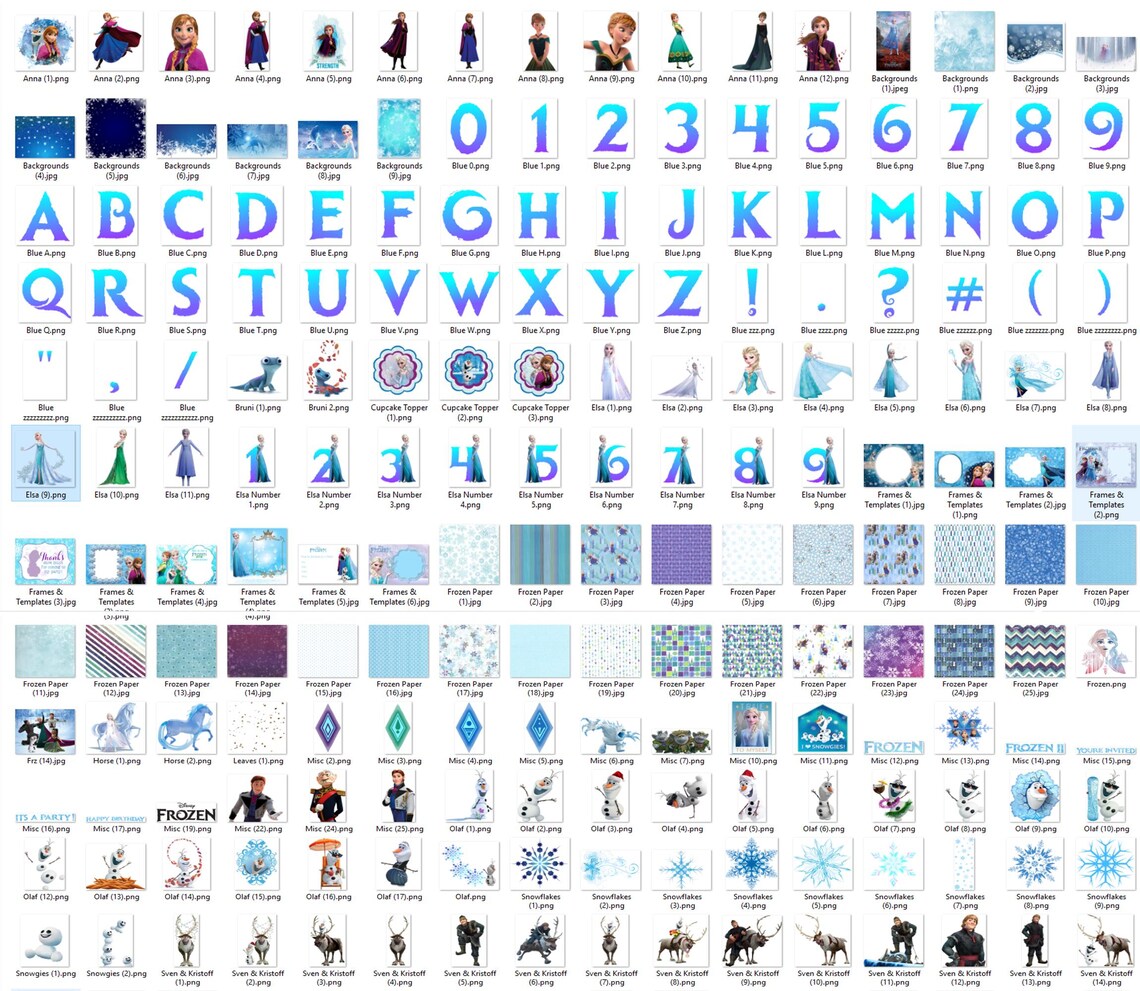 Frozen Font & Graphics Bundle: Elsa, Anna, Olaf - SVG, PNG, TTF ...