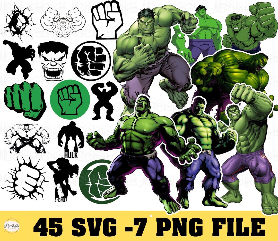 Hulk Svg Clipart Bundle, Hulk Svg Cut Files for Cricut, Superhero Hulk ...