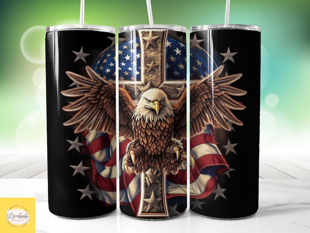 Eagle Tumbler Wrap, American Flag Tumbler Wrap, 20 Oz Skinny Tumbler Sublimation Design, Eagle ...