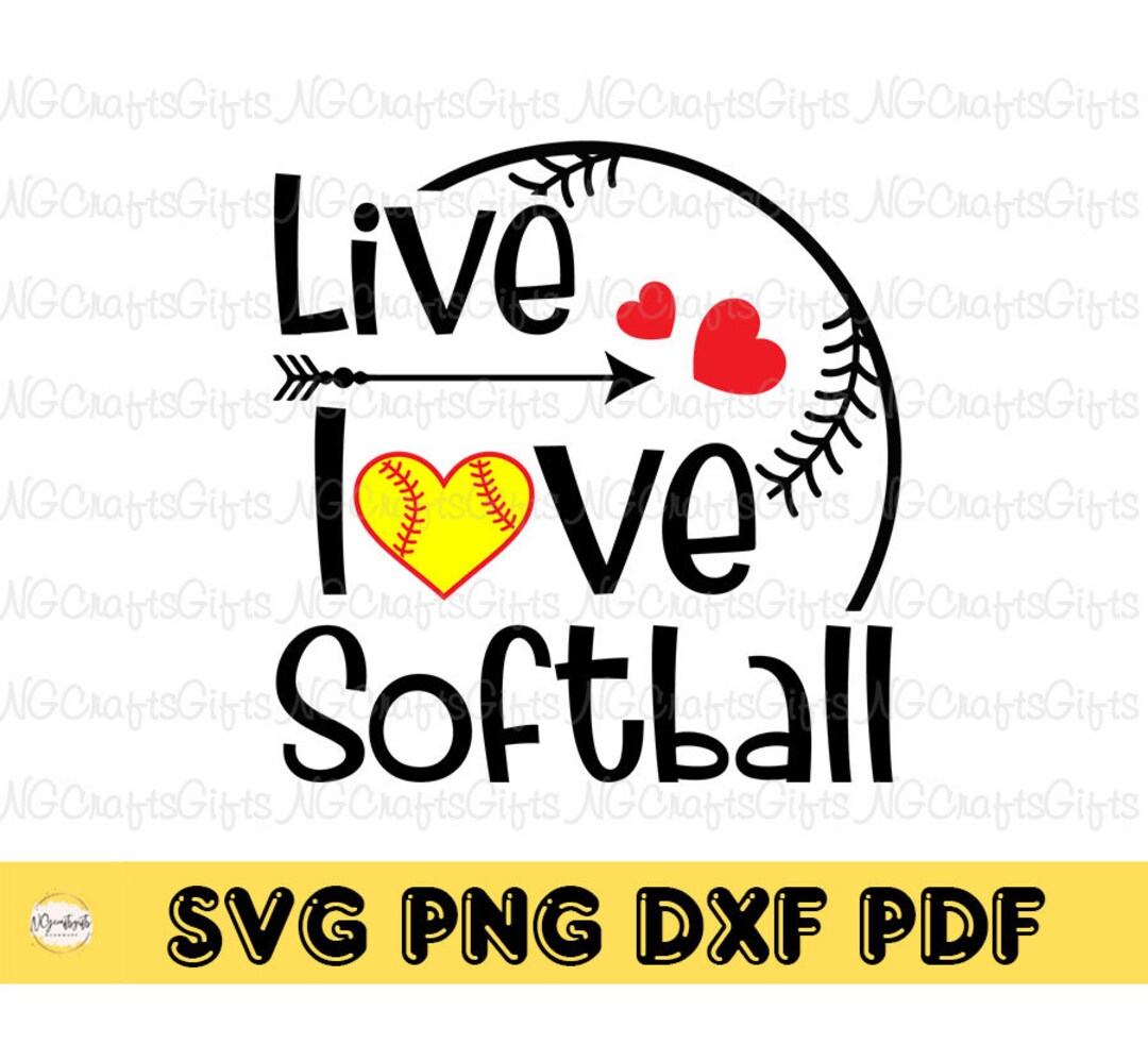 Live Love Softball SVG: Shirt Design, Vector Clipart (digital Download ...