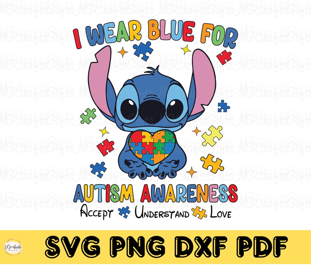 I Wear Blue for Autism Awareness Svg Png, Puzzle Heart Svg, Autism ...