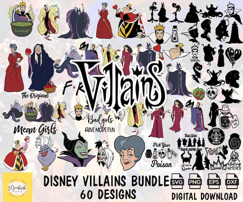 Villains SVG Bundle: Maleficent, Evil Queen + More (digital Download ...