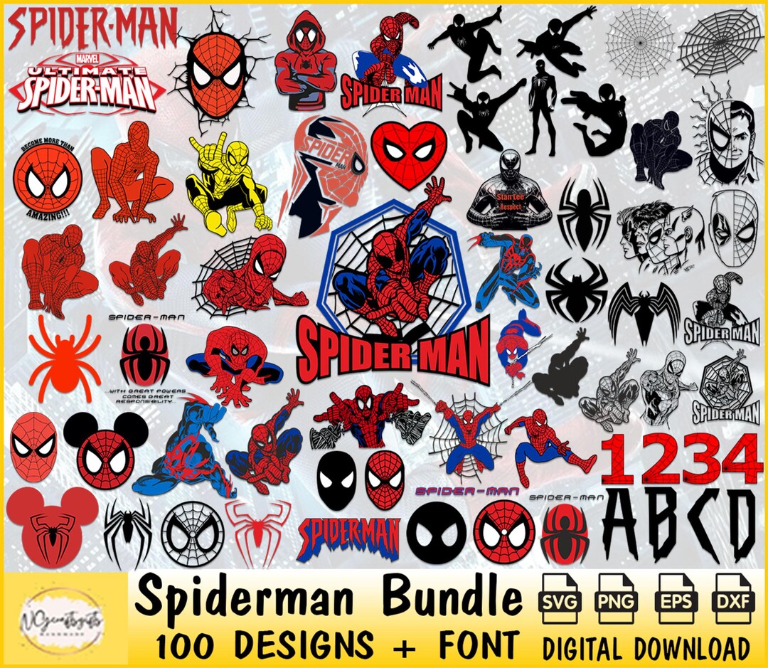 Spiderman SVG Bundle: Layered Clipart, Gift Designs (digital Download ...