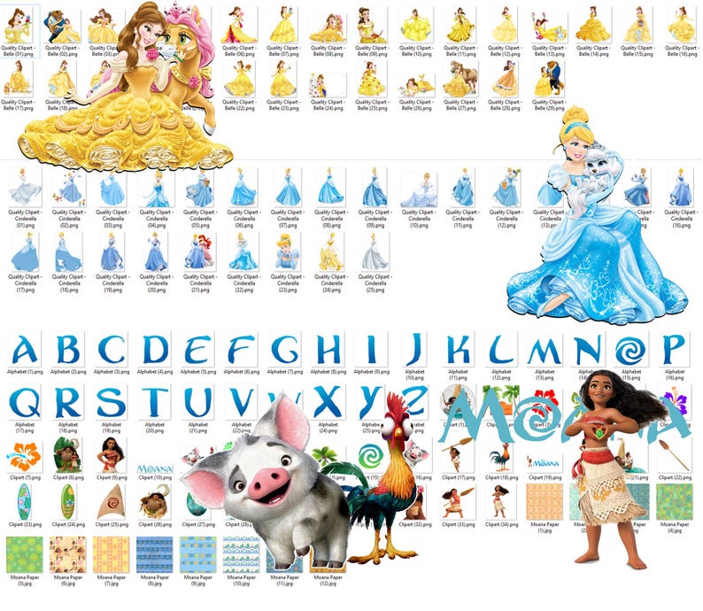Princess PNG Clipart Bundle: Birthday Party Decor (digital Download) - Etsy