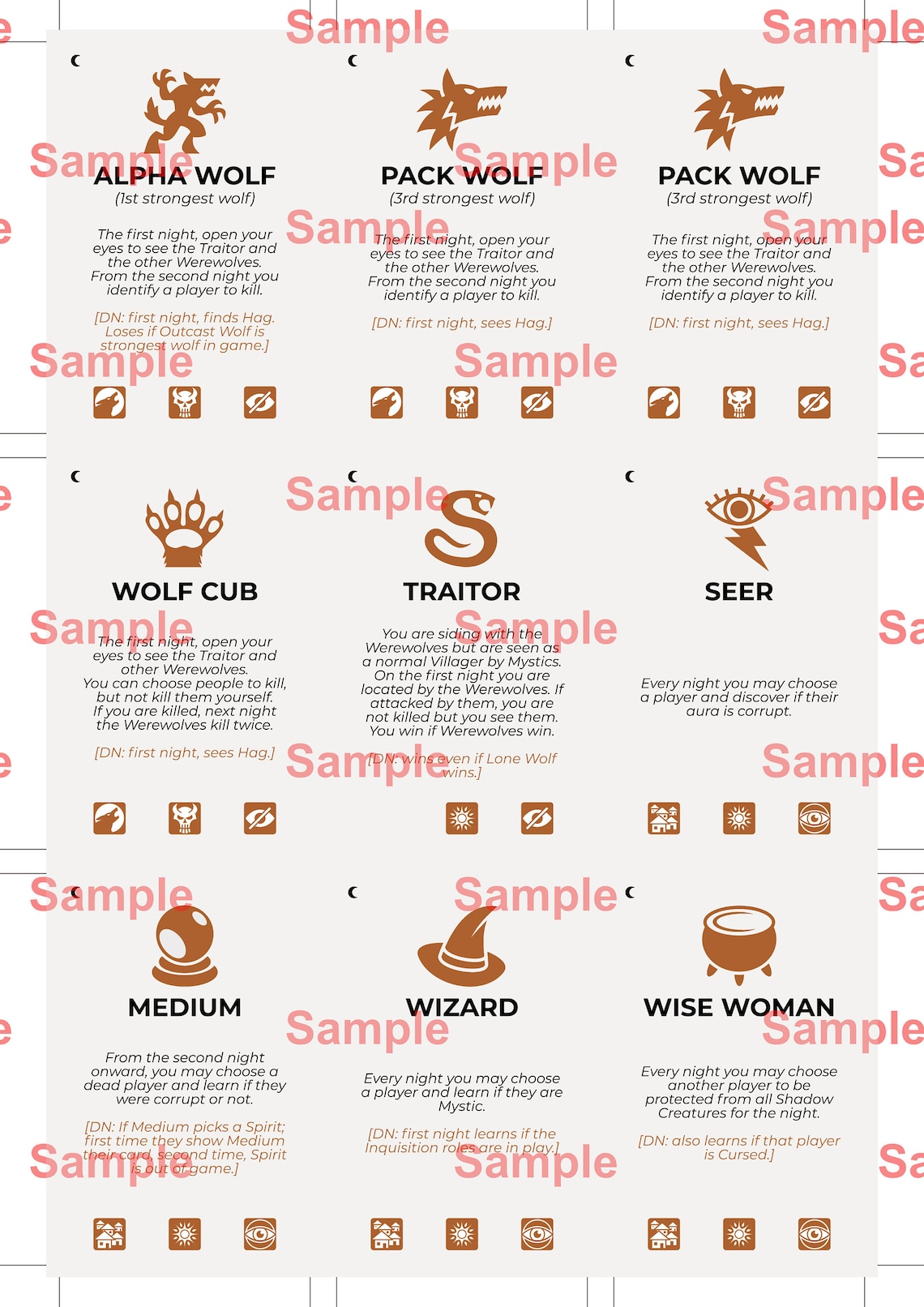 Wherewolf Social Deduction Game: Minimalist Retheme With Player Aids ...