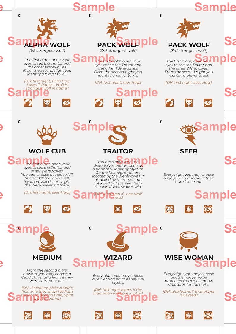 Wherewolf Social Deduction Game: Minimalist Retheme With Player Aids ...