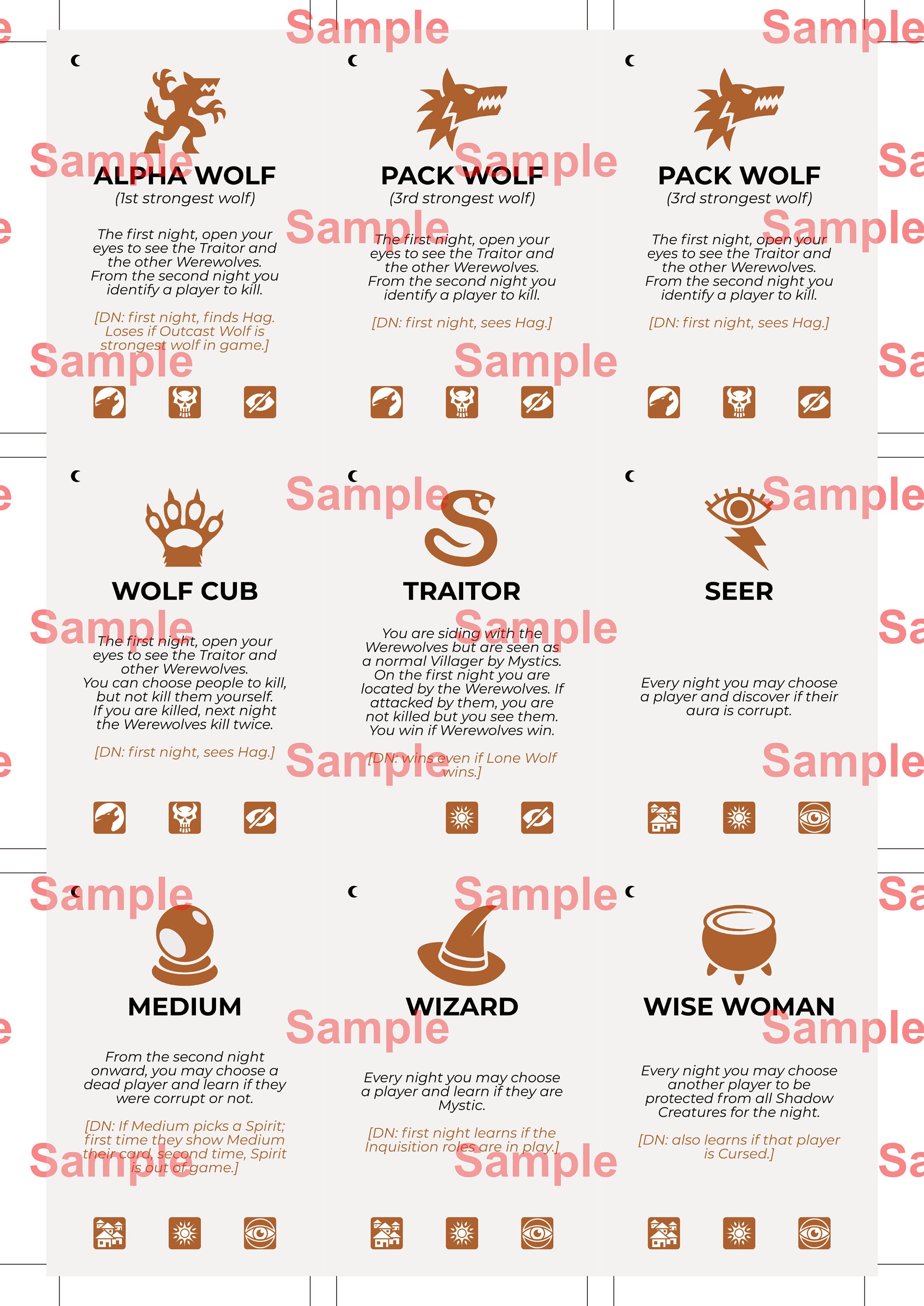 Wherewolf Social Deduction Game: Minimalist Retheme With Player Aids ...