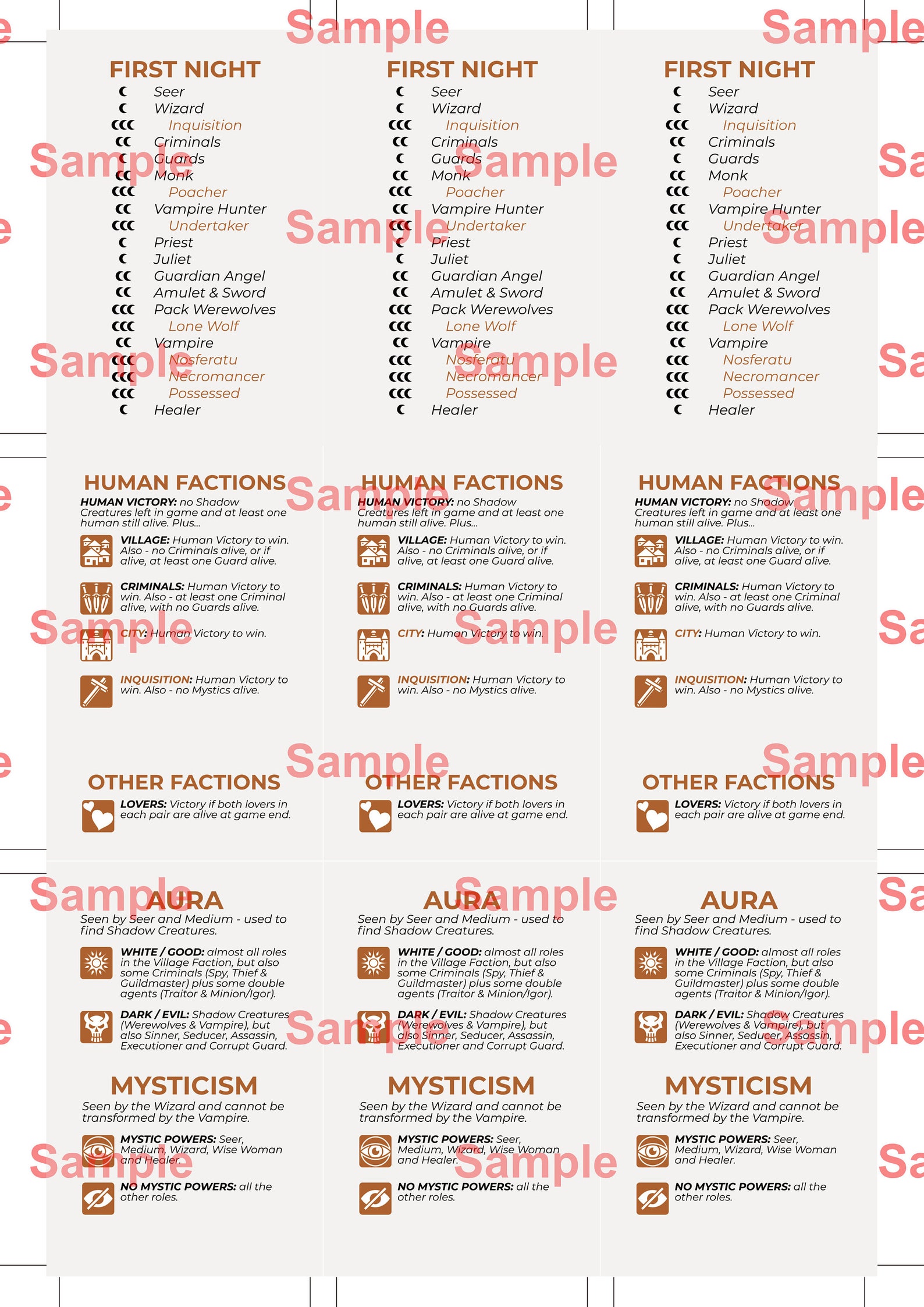 Wherewolf Social Deduction Game: Minimalist Retheme With Player Aids ...