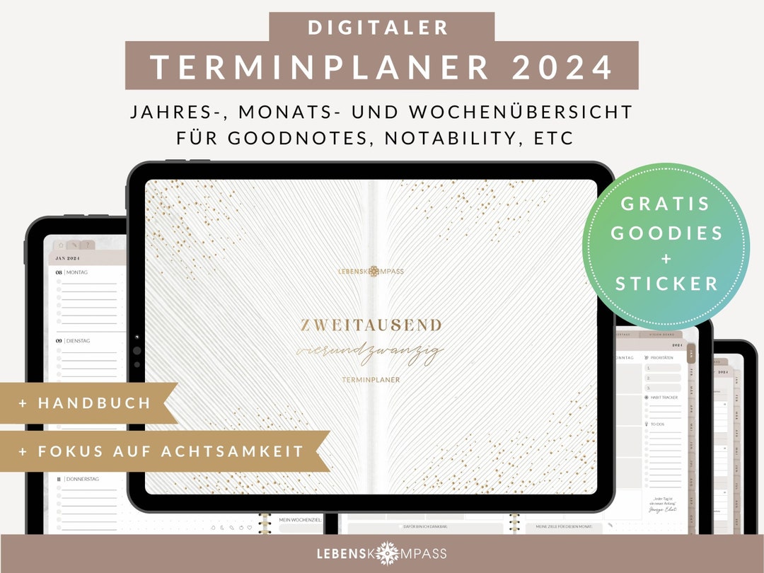 Digitaler Kalender 2024 PALE Lebenskompass Terminplaner - Etsy UK