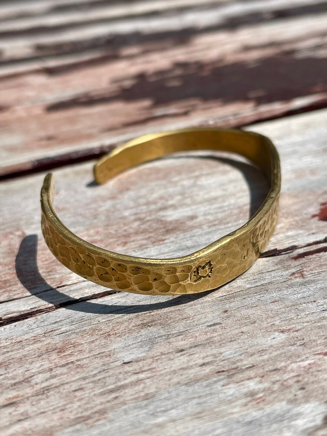 Rustic 24K Solid Gold, Forged Texture Bracelet - Unisex - Etsy