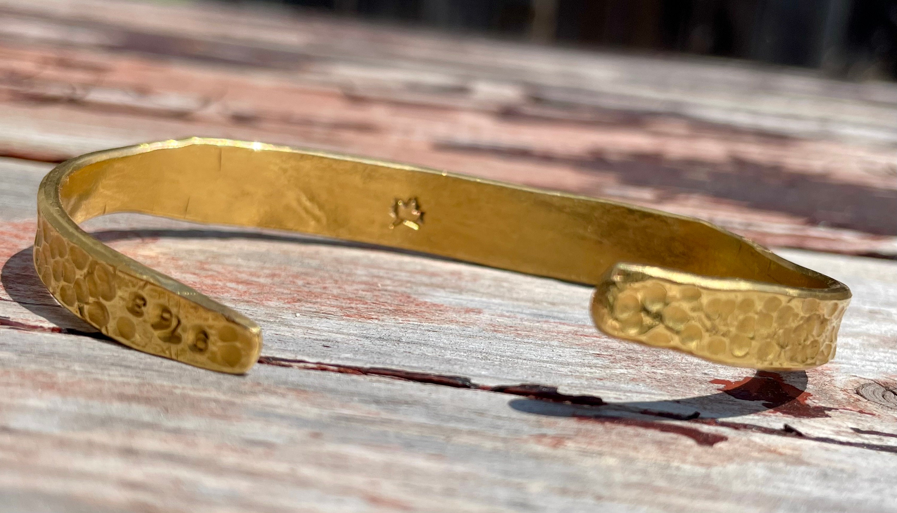 Rustic 24K Solid Gold, Forged Texture Bracelet - Unisex - Etsy