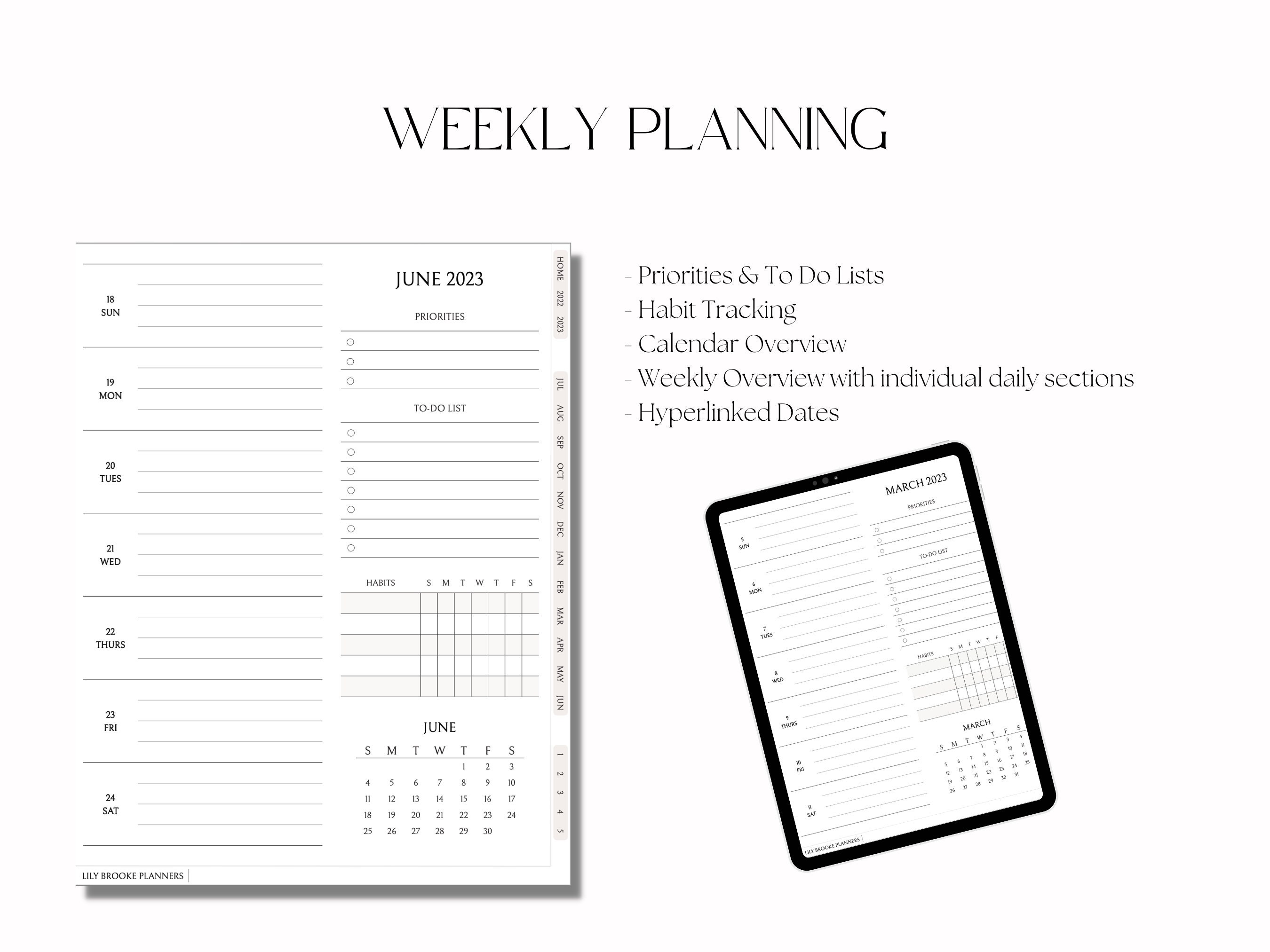 2022 2023 Mid Year Hyperlinked Digital Planner Neutral - Etsy Australia