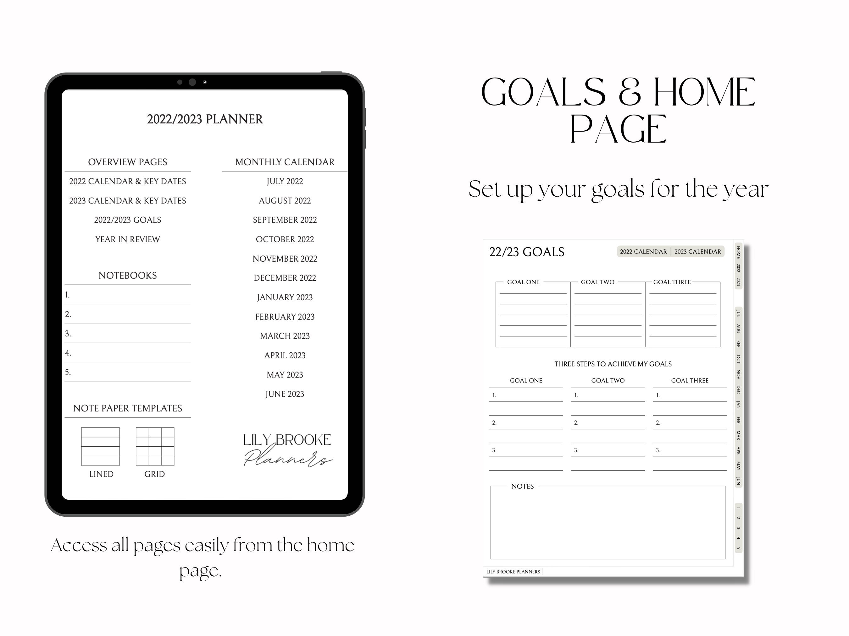 2022 2023 Mid Year Hyperlinked Digital Planner Neutral - Etsy Australia