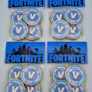 4 Packs of Vbuck Birthday Party Favours, Can Be Personalised to Suit ...