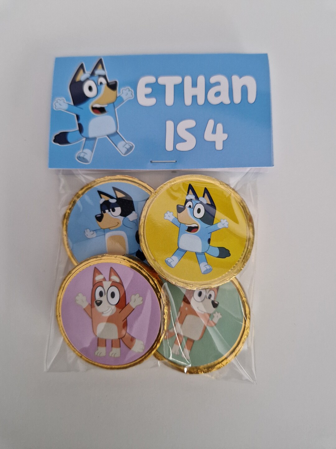 4 Packs of Bluey Birthday Party Favours, Can Be Personalised to Suit ...