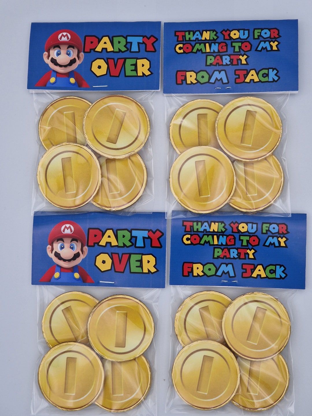 4 Packs of Mario Themed Birthday Party Favours, Can Be Personalised to ...