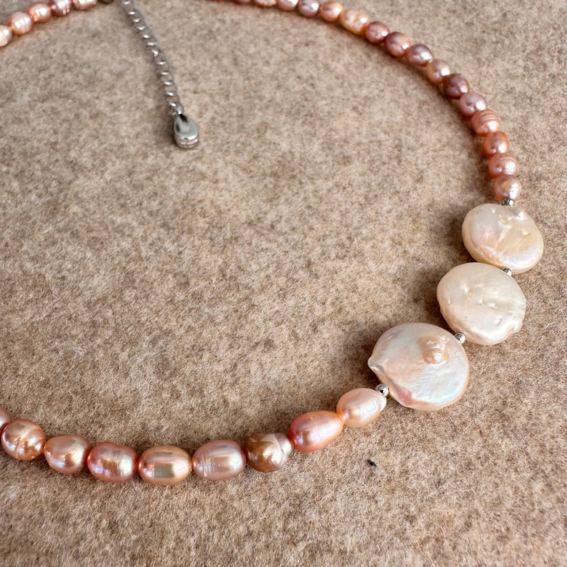 Pink Pearl Necklace 14K Gold Pink Pearl Necklace Majorca Pearl Choker ...