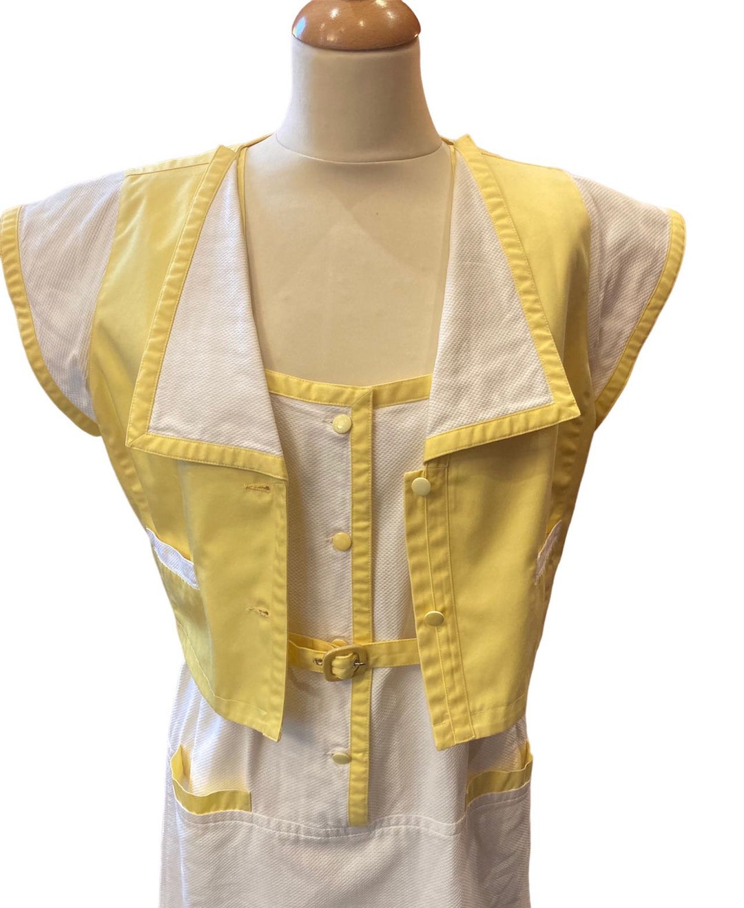 COURREGES Vintage Late 1970s White Yellow Jacket Dress Set - Etsy