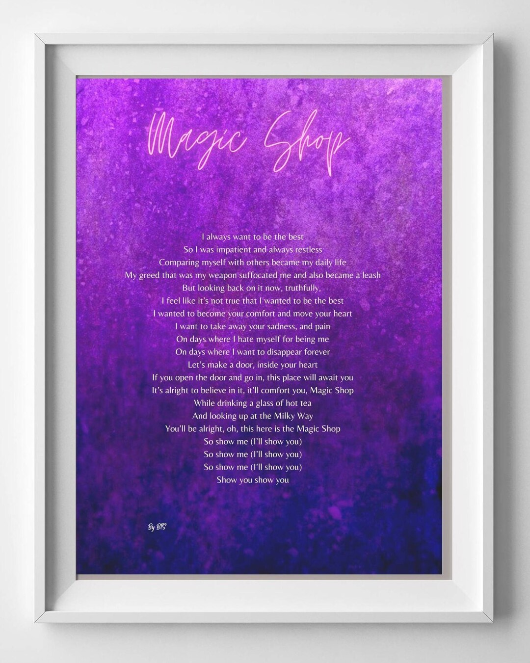 Letras de BTS Magic Shop letras de BTS pasaje lírico de BTS - Etsy España