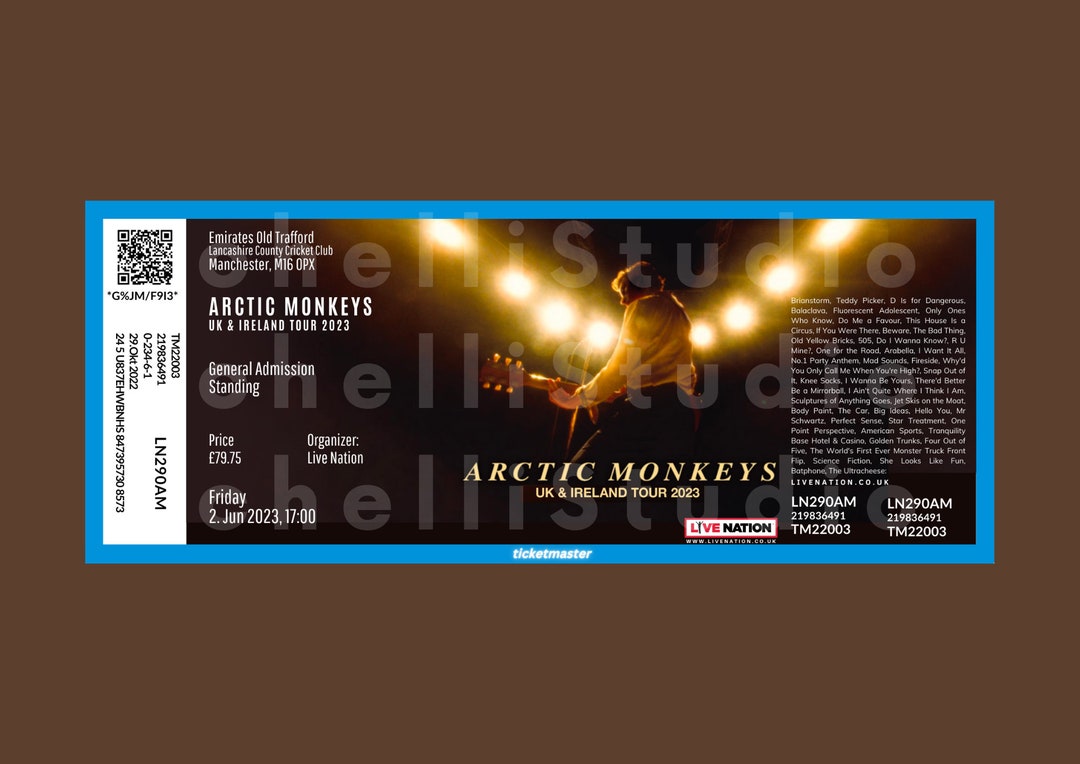 Arctic Monkeys Tour 2023 Fan Souvenir Ticket Customizable - Etsy