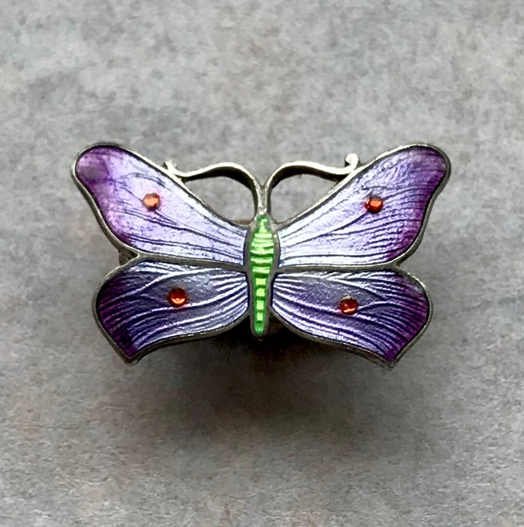 Tiny Sterling Silver Enamel Butterfly Brooch by JA&S - Etsy
