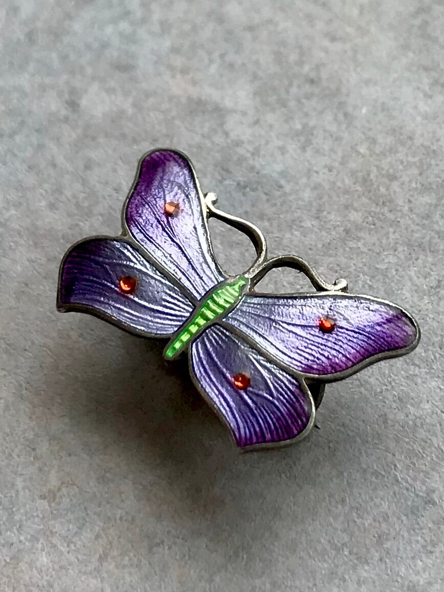 Tiny Sterling Silver Enamel Butterfly Brooch by JA&S - Etsy