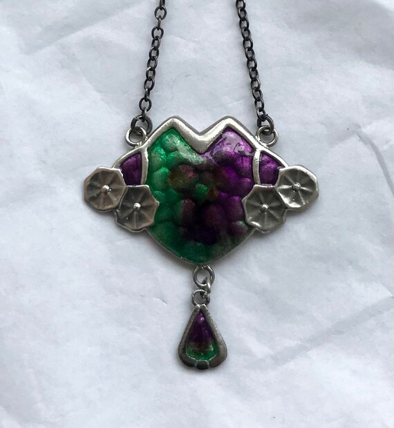 Totally stunning sterling silver enamel necklace by C… - Gem