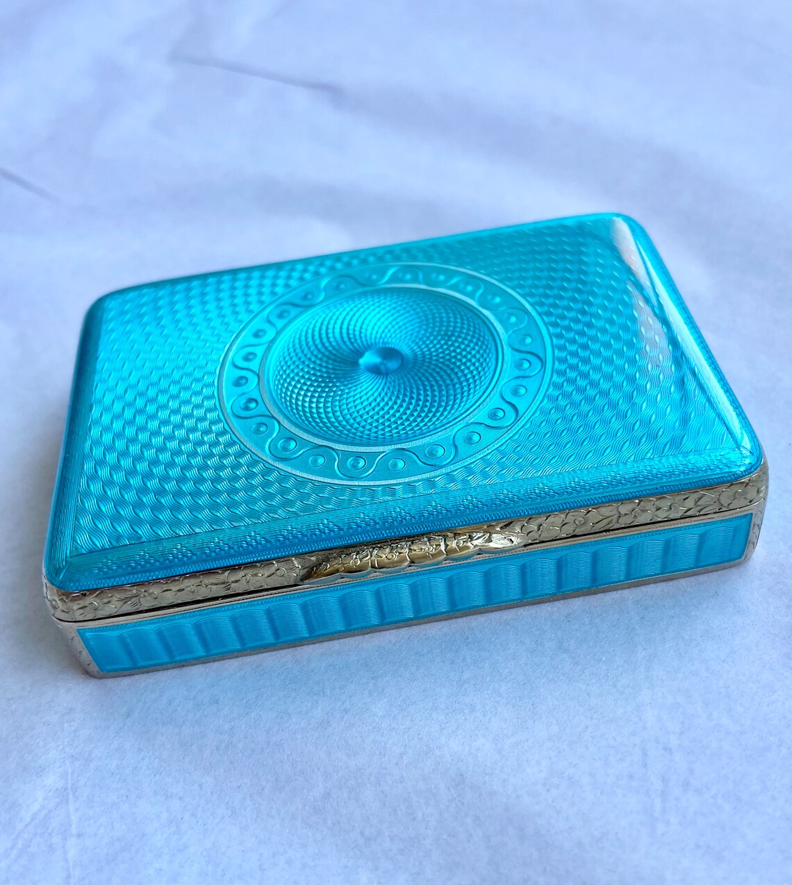 Absolutely Stunning Sterling Silver and Guilloche Enamel Box by George ...