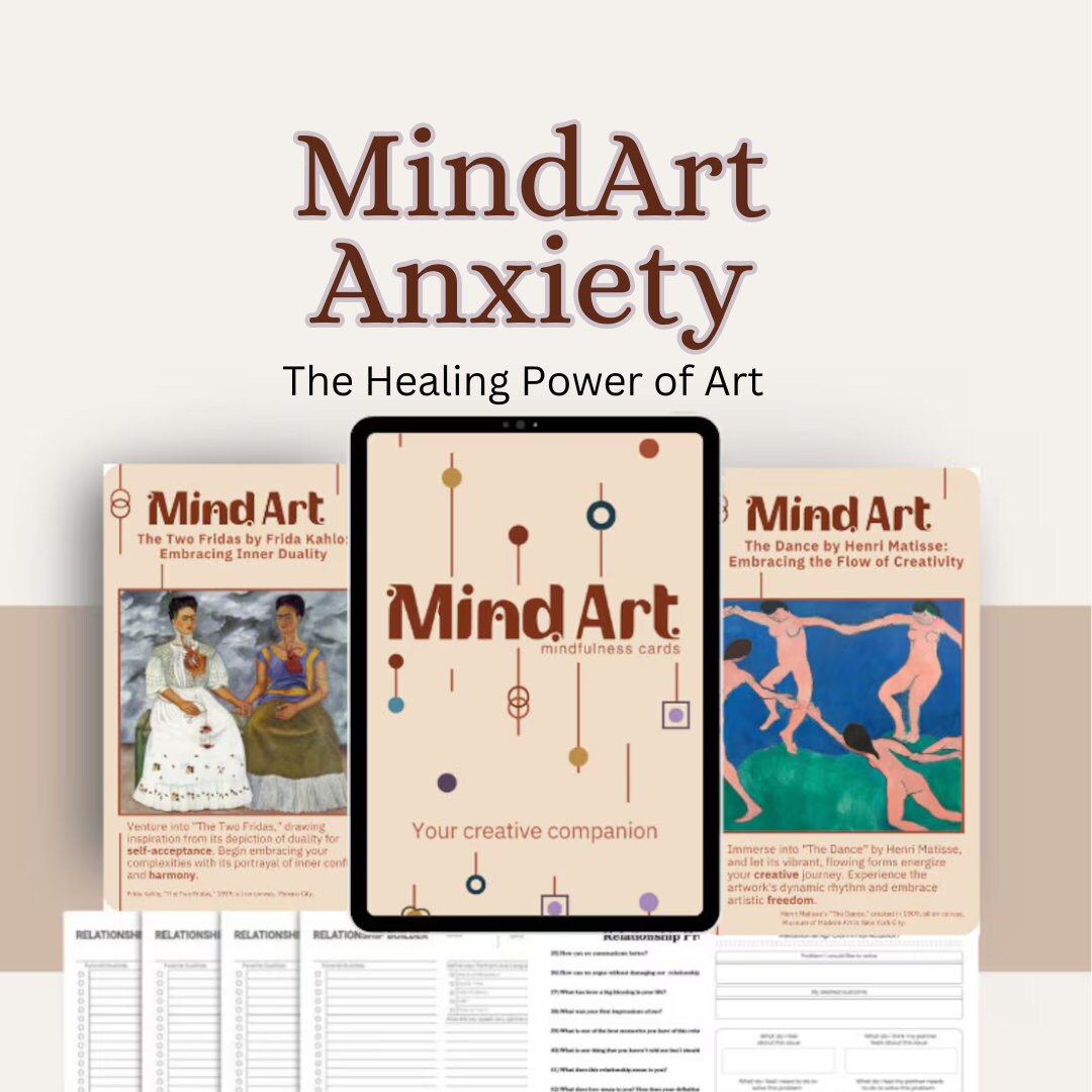 Mindart Anxiety Relief Bundle 50 Flash Cards, Therapeutic Journal, Art ...