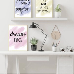 Inspirational, Motivational Prints; Positivity Wall Art With Pastel ...