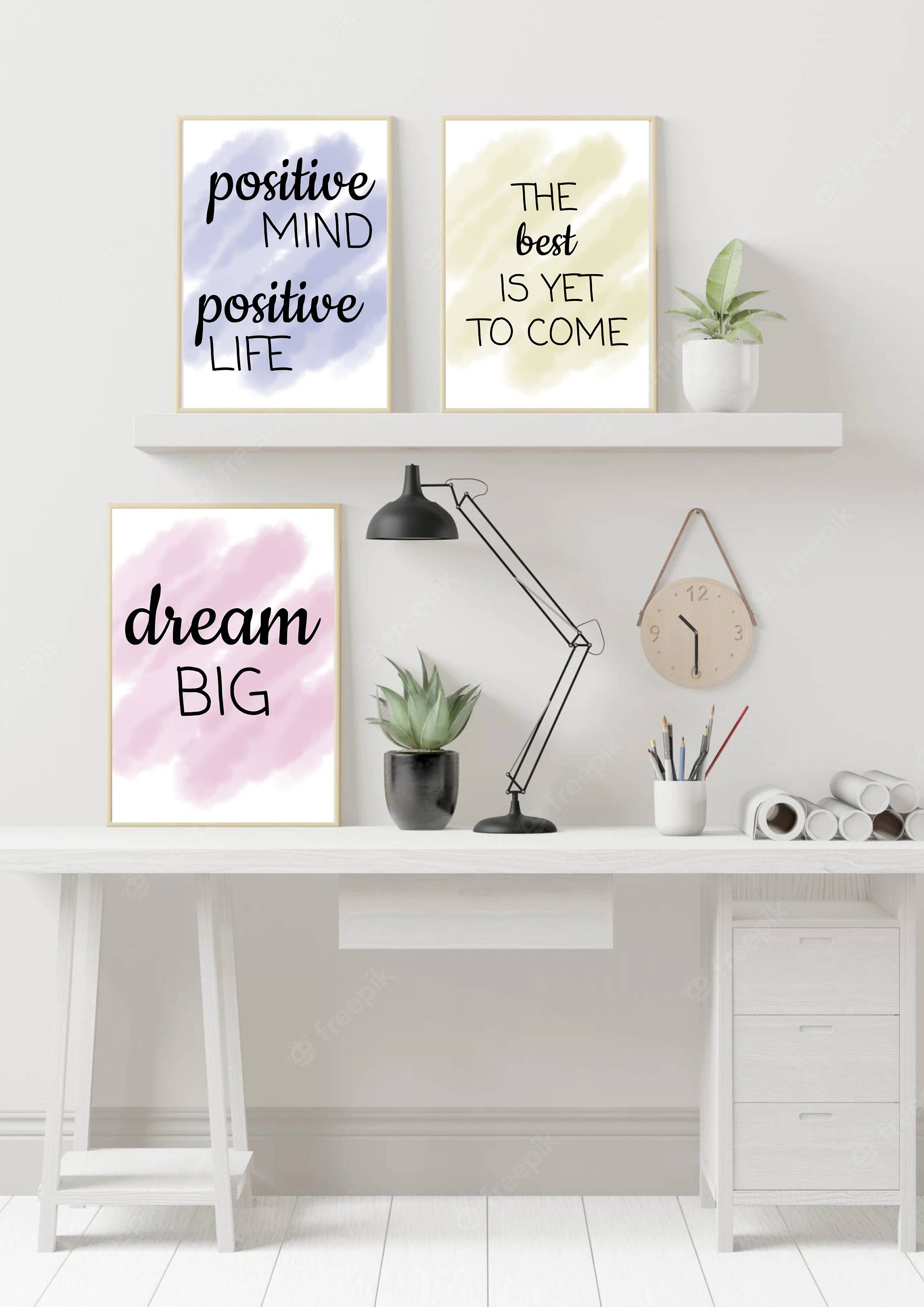 Inspirational, Motivational Prints; Positivity Wall Art With Pastel ...