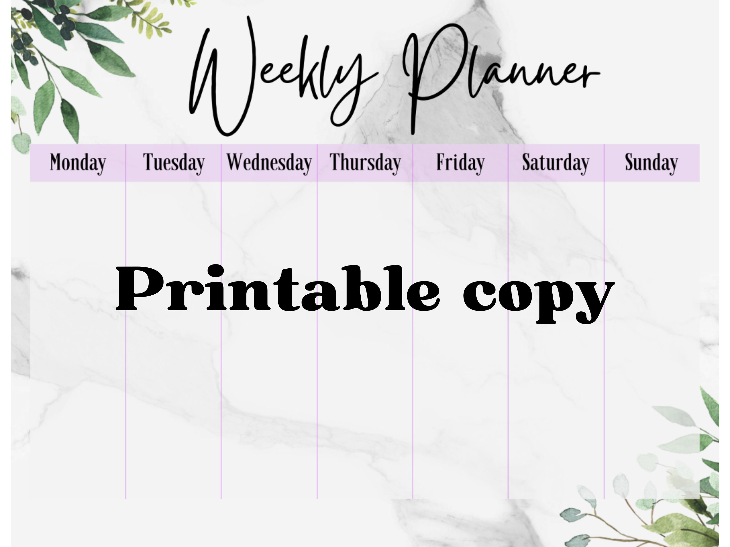 Weekly Planner Printable, Instant Digital Download, 8.5x11 Inches ...