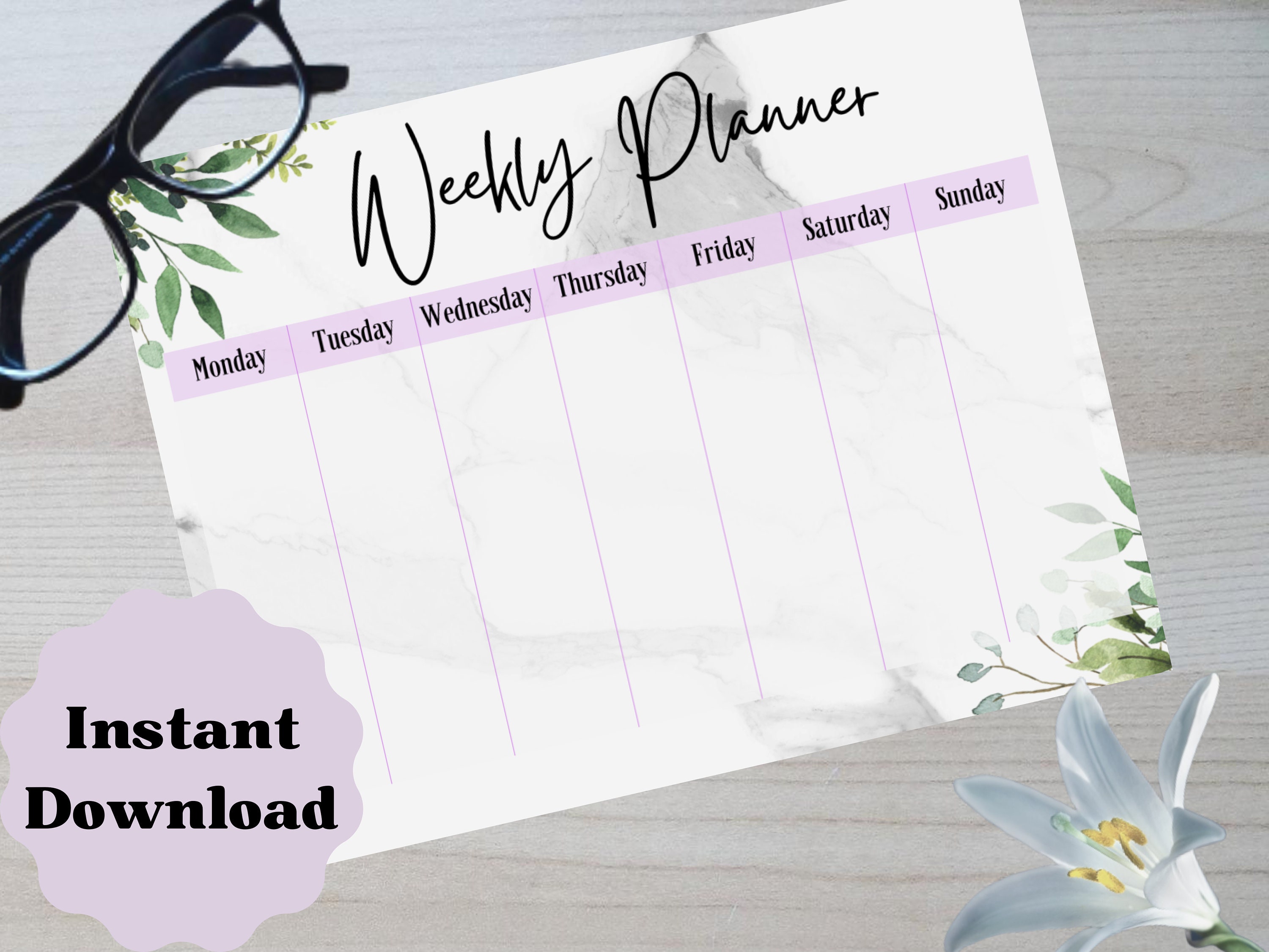 Weekly Planner Printable, Instant Digital Download, 8.5x11 Inches ...