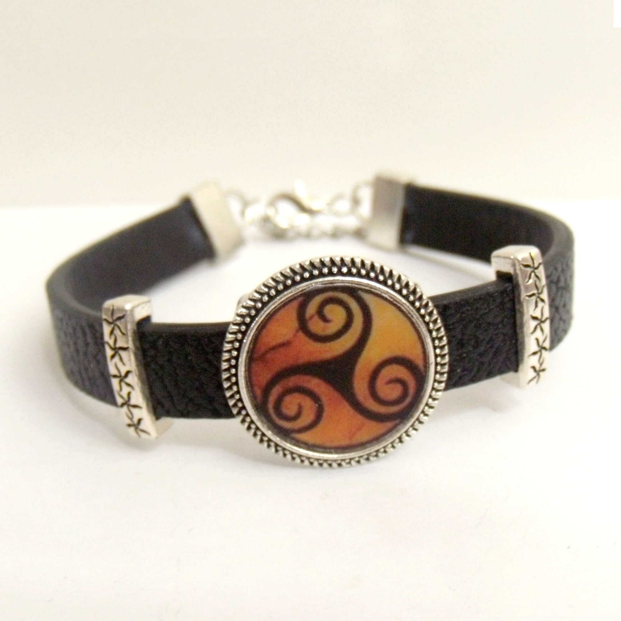 Leather Triskel Bracelet//celtic Breton Craft Jewel//gift for - Etsy