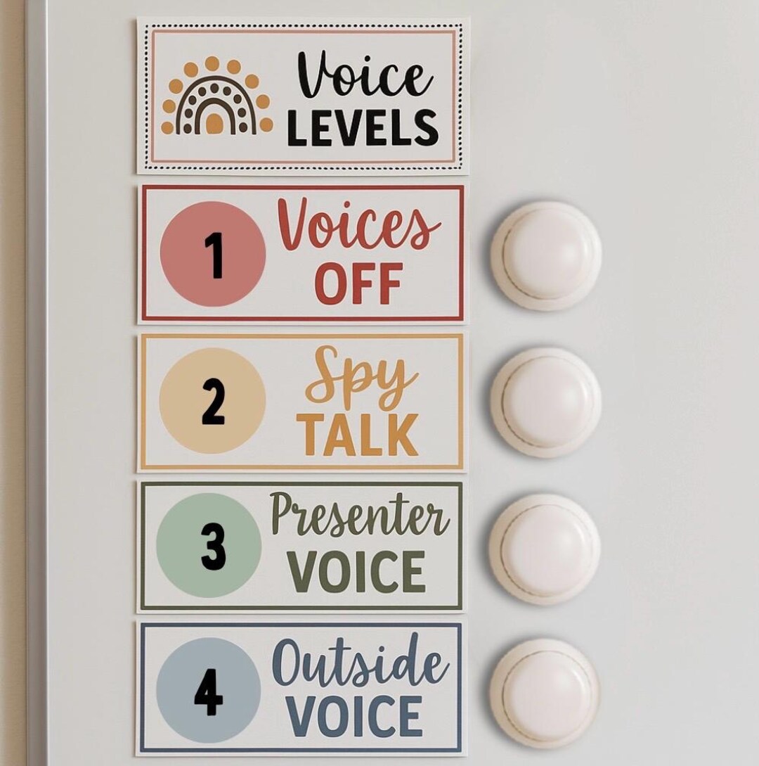 Boho Rainbow Voice Levels Classroom Display (digital Download) - Etsy
