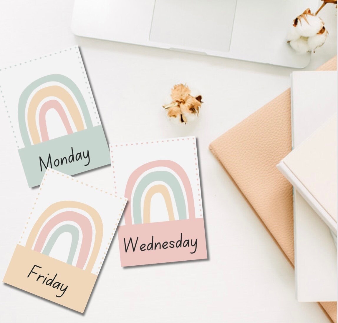 Days of the Week Pastel Flashcards - Etsy